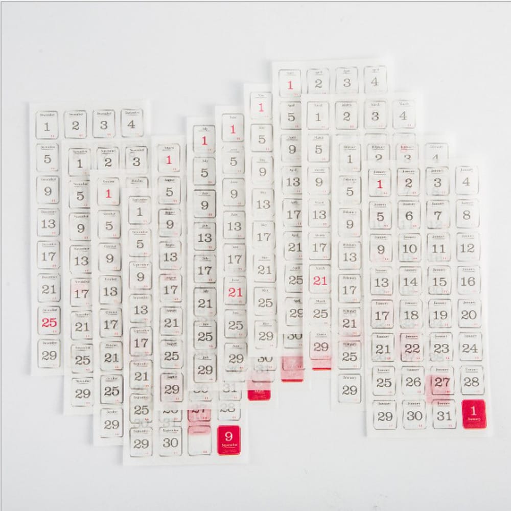 12 Sheets/Set Calender Sticker Daily Plan 12 Months 365 Days - 12 Shee ...