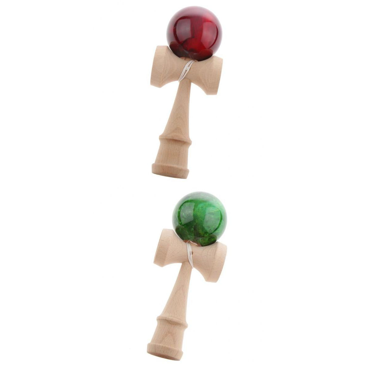 2 Pieces Japan Traditional Wooden Marble Kendama Kids Skill Ball Game ...