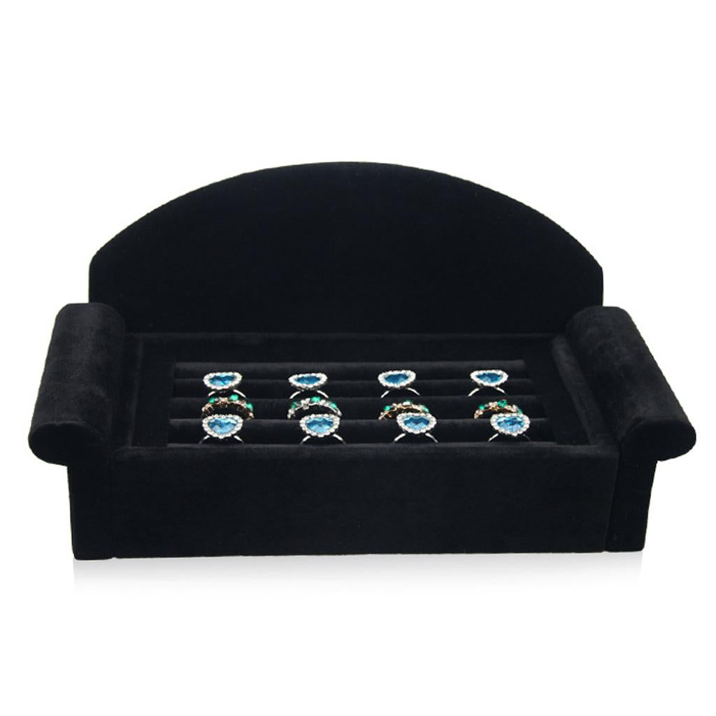 Sofa Shape Ring Display Rack Ice Flower Velvet Jewelry Display Rack Bl ...