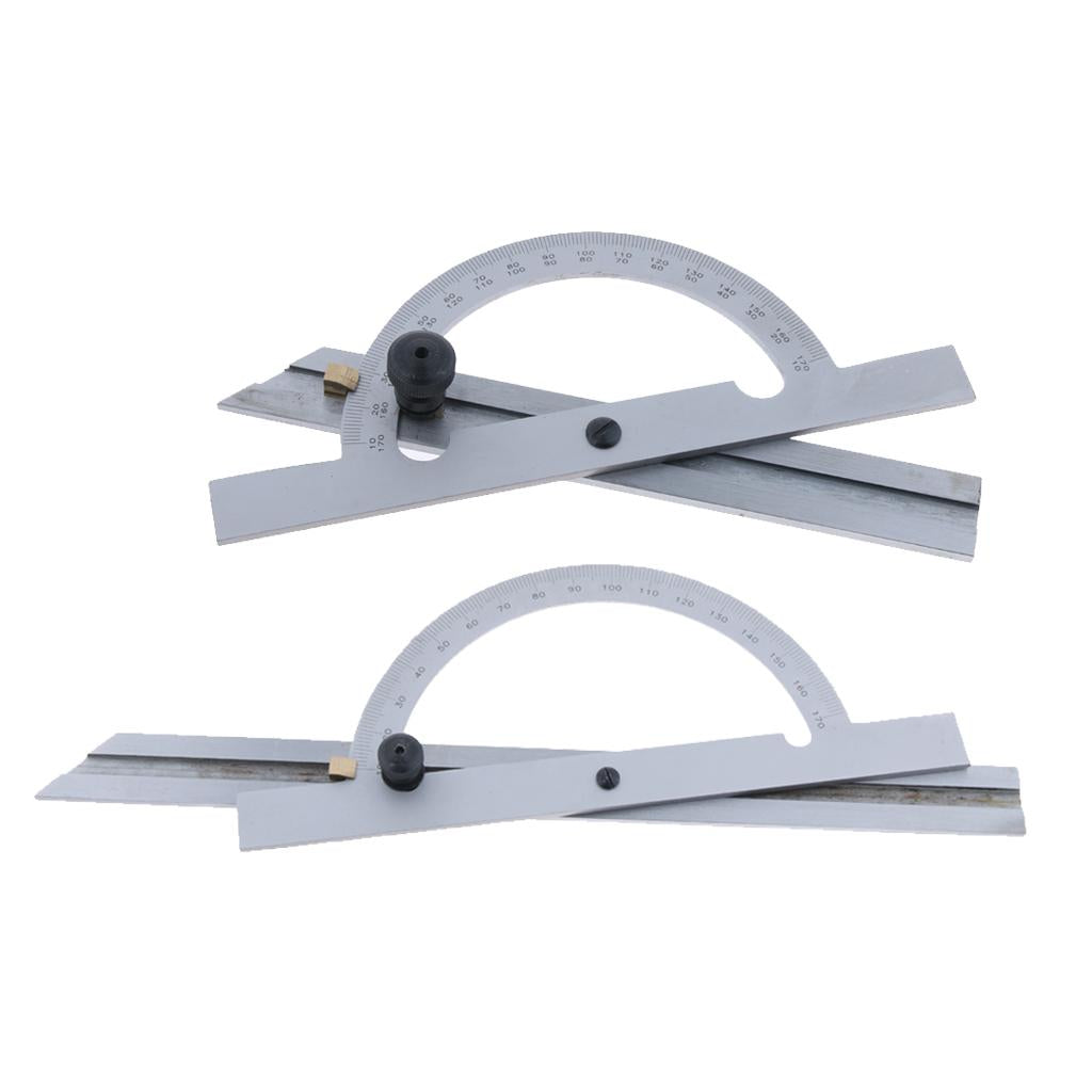 Precision Carbon Steel Round Head Rotary Protractor Angle Ruler 180 De ...