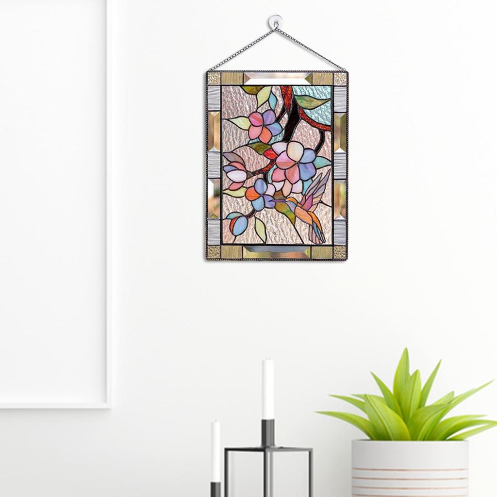 Stained Glass Rectangle Window Panel Suncatcher Wall Decor Cherry – UNIQBUY