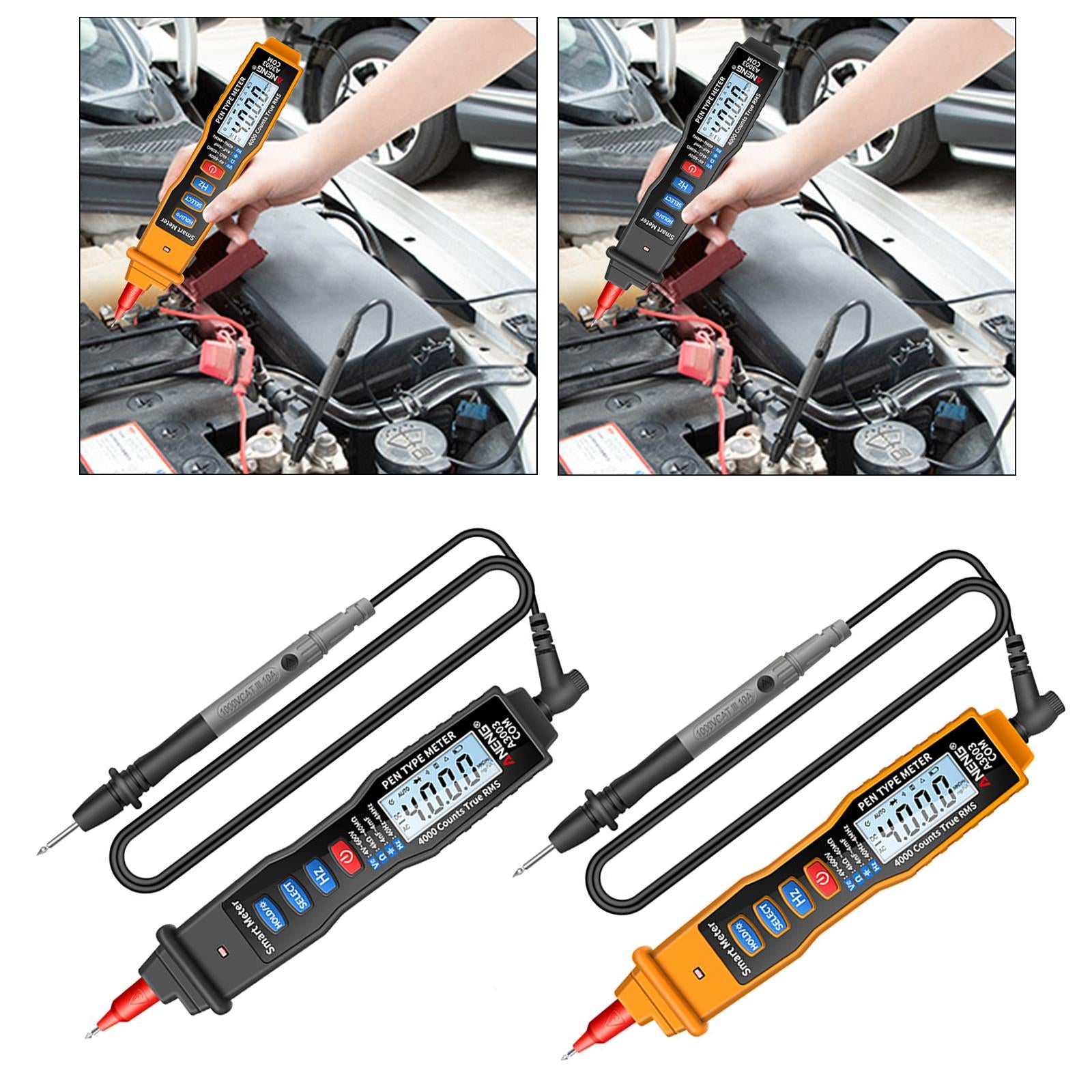 Digital Multimeter Pen Type Meter 4000 Counts Voltage Tester Orange ...
