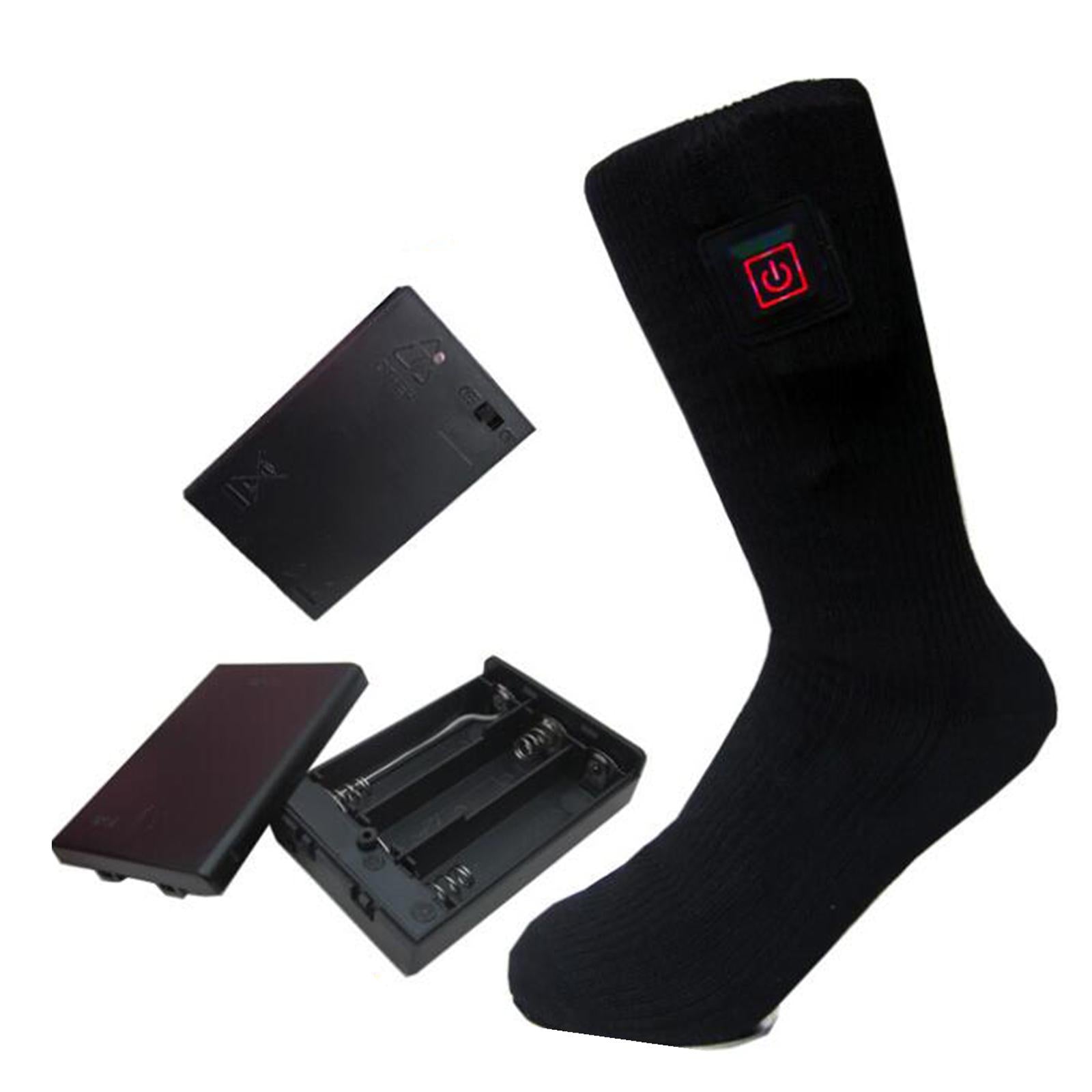 2x Unisex Electric Heated Sock with Battery Box Foot Warmer for Cyclin ...