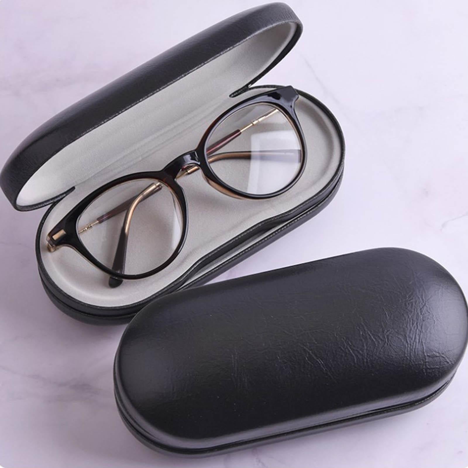 Dual Eyeglass Case Contact Lens Box Glasses Container Hard Case Black ...