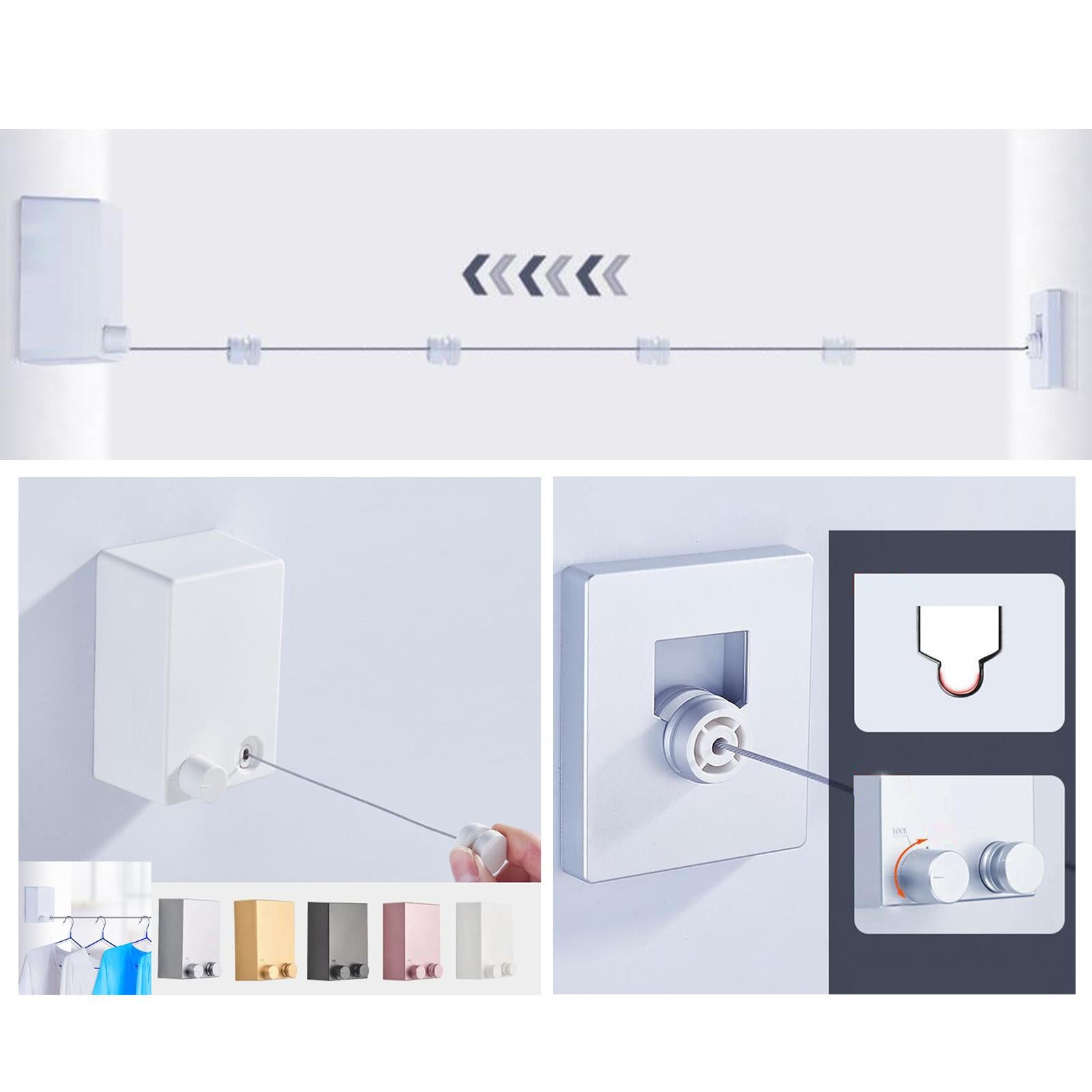 Retractable Clothesline Clothes Drying Laundry Line Rack White – UNIQBUY