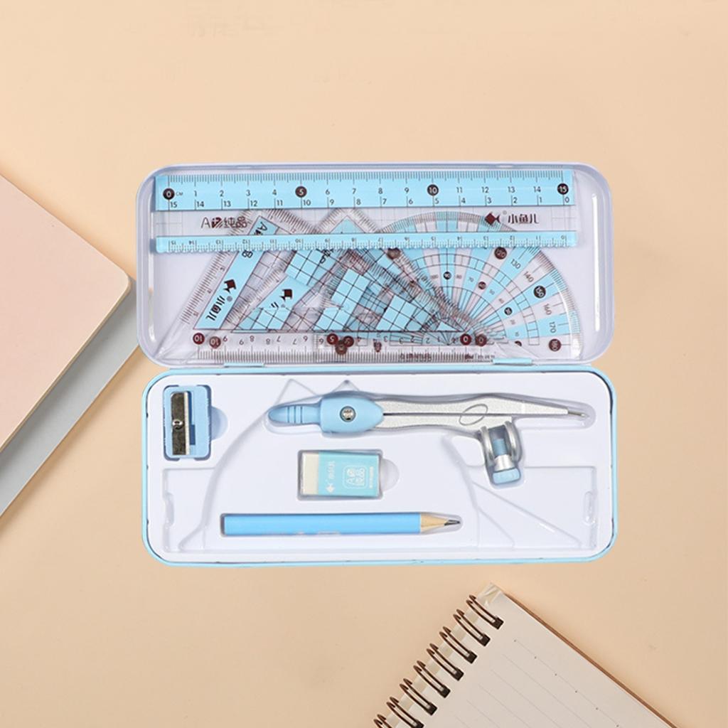 Math Geometry Kit Set 8Pcs Student Supplies Protractor for Drawings St ...