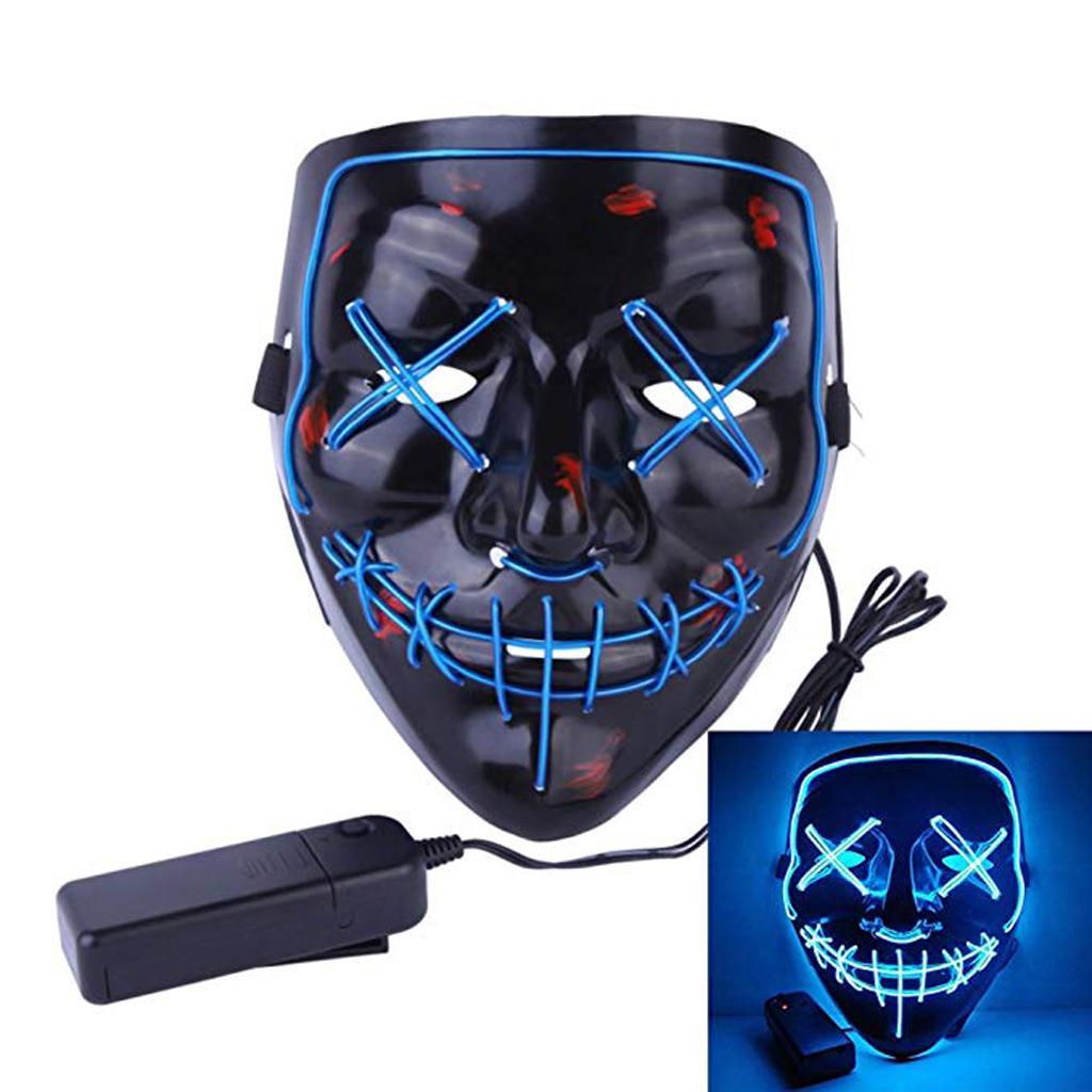 Halloween Skull Mask Led Costume Mask EL Wire Light Up Mask Blue – UNIQBUY